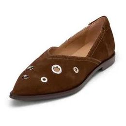 Marc O'Polo Ballerina MARC O'POLO "mit modernen Metall&ouml;sen", Damen, Gr. 38, schwarz cognac, Obermaterial: 100% Leder (Rind), unifarben, Schuhe Ballerina