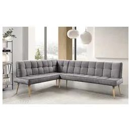 Eckbank exxpo - SOFA FASHION "Latte", cappuccino, B:254cm H:95cm T:196cm, 100% PES, Sitzb&auml;nke, Eckbank, moderne Sitz- und R&uuml;ckensteppung, bequem und elegant, hoher Holzfu&szlig;