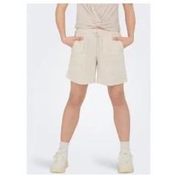Shorts KIDS Only "KOGSIESTA PULL-UP LINEN BLEND SHORTS PNT", M&auml;dchen, Gr. 134, N-Gr, gelb (moonbeam), Web;Leinenmischung, Obermaterial: 80% Viskose, 20% Leinen, unifarben, relaxed fit ca. Mitte Oberschenkel, Hosen Shorts, in Leinenoptik