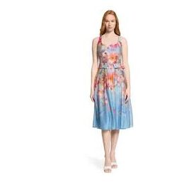 Cocktailkleid Vera Mont "Damen mit Blumenprint", Damen, Gr. 34, Normalgr&ouml;&szlig;en, blau, ros&eacute;, Obermaterial: 85% Lyocell, 15% Polyamid. Futter: 100% Polyester, ausgestellt kurz, eckiger Ausschnitt, Kleider