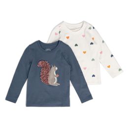 Tchibo - 2 Kinder Langarmshirts - M&auml;dchen - Gr. 98/104 - dunkelblau