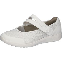 Waldl&auml;ufer WALDL&Auml;UFER Damen Riemchenballerina "M-IRA Soft", Gr. 7, wei&szlig;, Nappaleder, Textil, metallic, Basic, Schuhe, Slipper, Komfortschuh,