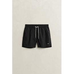 Badeshorts Gant, Herren, Gr. L, N-Gr, schwarz, Web, Obermaterial: 100% Polyamid, Badehosen Badeshorts, Regular fit mit elastischem Bund