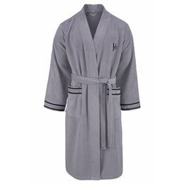 Herrenbademantel Bruno Banani, L:125cm, grau, Walkfrottee, Hausm&auml;ntel, "Roy, ideal f&uuml;r Sauna & Spa, Standardl&auml;nge & &Uuml;berl&auml;nge", farblich abgesetzten