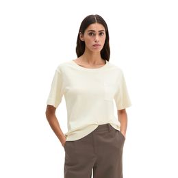 Marc O'Polo MARC O'POLO Damen T-Shirt, beige, Gr. L, Jersey, Obermaterial: 100% Baumwolle, Shirts, loose fit mit aufgesetzter Satin-Tasche