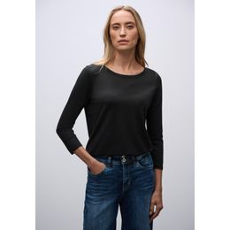 Street One Damen Langarmshirt, schwarz, Gr. 34, unifarben, Web, 50% Baumwolle, 50% Modal, Shirts, in Unifarbe