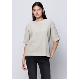 Damen T-Shirt, grau, Gr. 44, STREET ONE STUDIO, unifarben, Cord, 49% Baumwolle, 49% Polyester, 2% Elasthan, Shirts, im soften Baumwoll-Mix