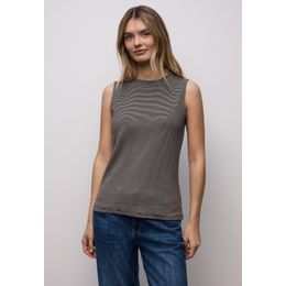 Tanktop Street One, Damen, Gr. 40, schwarzest braun, Web, 48% Baumwolle, 48% Modal, 4% Elasthan, gestreift, normal normal, Rundhals, abgesteppt, Tops Tanktop, mit Turtleneck