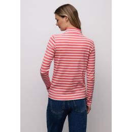 Street One Damen Langarmshirt, rosa, Gr. 40, gestreift, Web, 95% Baumwolle, 5% Elasthan, Shirts, mit Turtleneck
