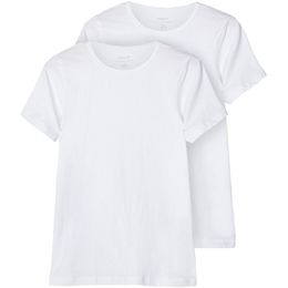 name it Jungen T-Shirt "NKMT-SHIRT &ndash; T-Shirt im 2er-Pack mit Rundhals", wei&szlig;, Gr. 116, unifarben, Jersey, Obermaterial: 95% Baumwolle, 5% Elasthan,