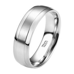 DOOSTI Damen Trauring "Schmuck Geschenk Edelstahl Trauring Ehering Partnerring LIEBE", 60, ohne Zirkonia, Edelstahl, 6mm, silber, Edelstahl,