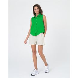 FRESHLIONS Damen Klassische Bluse "Ruth", gr&uuml;n, Gr. L, unifarben, 100% Baumwolle, Blusen, im &auml;rmellosen Design
