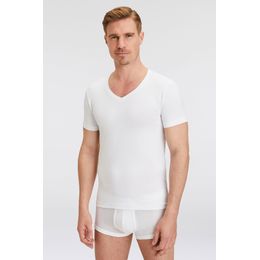 T-Shirt OLYMP "Casual", Herren, Gr. XL, wei&szlig;, Obermaterial: 94% Baumwolle, 6% Elasthan, unifarben, Basic, schmal, V-Ausschnitt, abgesteppt, Shirts T-Shirt, V-Ausschnitt, Ideal zum Unterziehen