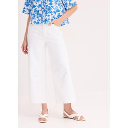 bonprix Culotte aus elastischem Baumwoll-Mix, wei&szlig;, Gr.38, Weit geschnittene Twill-Culotte, 98% Baumwolle