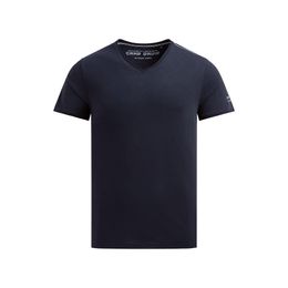 CAMP DAVID Basic T-Shirt mit V-Neck und Print Herren Gr&ouml;&szlig;e XXL blau