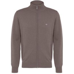 Fynch-Hatton Herren Strickjacke, braun, Gr. M, unifarben, Strick, Obermaterial: 100% Baumwolle, Strickjacken, bequeme Passform, mit Stehkragen, mit