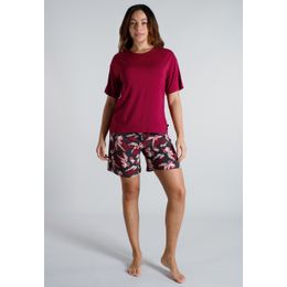 Tom Tailor Damen Shorty, Gr. 38rot, mittel, allover, Single Jersey, Obermaterial: 95% Viskose, 5% Elasthan, Homewear-Sets, atmungsaktiv, Viskosenmix