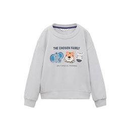 Mango Kids Sweatshirt 'FAMILY' boy Grey size 4-5