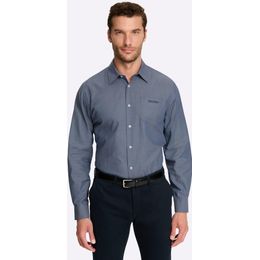 Marco Donati Herren Langarmhemdrauchblau, meliert, Gr. 43, gemustert, kariert, 100% Baumwolle, Hemden