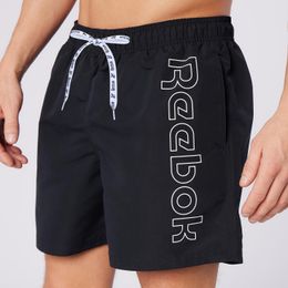 Reebok Herren Badeshorts "Abbott", schwarz, Gr. L, Microfaser, Obermaterial: 100% Polyester, Badehosen, mit Tunnelzug und seitlichen Taschen
