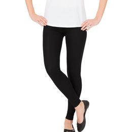 TRIGEMA Damen Leggings "TRIGEMA Leggings aus Baumwolle/Elastan", schwarz, Basic, Gr. L, Feinripp, 95% Baumwolle, 5% Elastan, Hosen