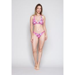 JOOP! Bikini-Hose JOOP JEANS "Hibiscus Beach (JOOP Jeans)", Damen, Gr. 34, N-Gr, bunt (pink aop), Jersey, Obermaterial: 83% Polyamid, 17% Elasthan, Badehosen Bikini-Hose