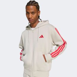 Sweatjacke adidas Sportswear "ESSENTIALS 3-STREIFEN", Herren, Gr. M, wonder alumina, pure ruby, Obermaterial: 55% Baumwolle, 36% Polyester, 9% Viskose, normal, ohne Ausschnitt, angesetztes B&uuml;ndchen, Sweatjacken Sweatjacke, f&uuml;r Laufen und Sportmode, mit Rei&szlig;verschluss
