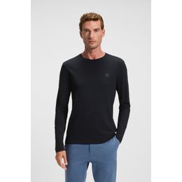 BOSS Orange Herren Langarmshirt "Tacks", blau, Gr. M, Single Jersey, Obermaterial: 100% Baumwolle, Shirts, mit Markenlogo auf der Brust