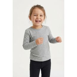 happy girls M&auml;dchen Langarmshirt, grau, Gr. 122, unifarben, Jersey, Obermaterial: 95% Baumwolle, 5% Elasthan, Shirts, in Basic-Form