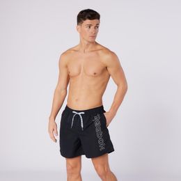 Badeshorts Reebok "Abbott", Herren, Gr. L, N-Gr, schwarz, Microfaser, Obermaterial: 100% Polyester, Badehosen Badeshorts, mit Tunnelzug und seitlichen Taschen