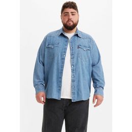 LEVI'S&reg; PLUS Jeanshemd LEVI'S PLUS, Herren, Gr. 4XL (72/74), N-Gr, franklin stone wash, Denim/Jeans, Obermaterial: 100% Baumwolle, bequem h&uuml;ftlang, 1-Knopf-Manschette, Hemden Jeanshemd, im Westernstyle