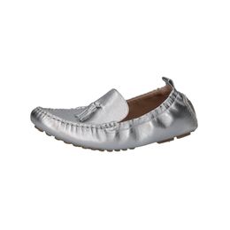 Mokassin Peter Kaiser "Peter Kaiser Mokassin Leder", Damen, Gr. 37, silber, Leder, Schuhe Mokassin