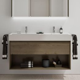 Burgbad Devio Schrank mit Keramik-Doppelwaschtisch, 1 Auszug, SHKI121F7218C0001,