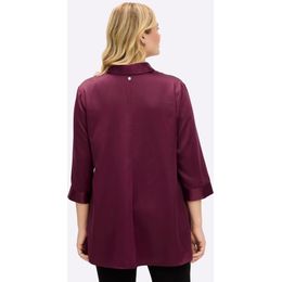 sheego Damen Longbluse, lila, Gr. 42, unifarben, 100% Polyester, Blusen