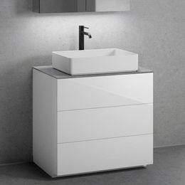 neoro n50 Unterschrank B: 80 cm mit 3 Ausz&uuml;gen, Waschtisch B: 58 cm wei&szlig; matt,, BN0065WM+BN0452WH+BN0402C3,