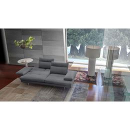3-Sitzer Calia italia "Toby Wing, 208 cm breit, Designsofa mit hohem Sitzkomfort", grau (grigio quebec), B:208cm H:90cm T:113cm, Synthetische Faser (100% Polyester), Sofas, inklusive Sitztiefenverstellung, F&uuml;&szlig;e in Chrom gl&auml;nzend