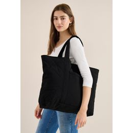 Shopper Cecil, Damen, schwarz, Jersey, Polyamid, Taschen Shopper, mit Karomuster