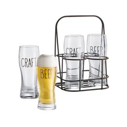 IMPRESSIONEN Gl&auml;ser-Set, Bunt, Gr. H/B/T ca. 24x18,5x17 cm, Haushaltshelfer, Material: Glas. Gestell: Metall