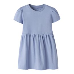 name it M&auml;dchen Minikleid "NMFVIVIA SS DRESS NOOS", blau, Gr. 128, unifarben, Jersey, Obermaterial: 100% Baumwolle, Kleider, Baumwolle, kurze