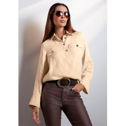 Heine Damen Hemdbluse, Braun, Gr. 36, Blusen langarm, Material: Viskose