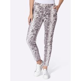 Heine Damen Druckhose, Grau, Gr. 44, R&ouml;hrenhosen, Material: Baumwolle