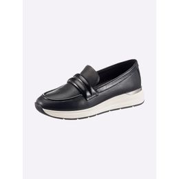 Heine Damen Slipper, Schwarz, Gr. 38, Mokassins & Slippers, Material: Ziegenleder