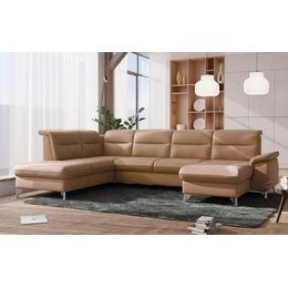 Sit & More Wohnlandschaft SIT & MORE "Astoria U-Form", braun (macciato), B:327cm H:91cm T:225cm, 100% Polyester, Sofas, Wohnlandschaft, wahlweise mit motorischer Relaxfunktion