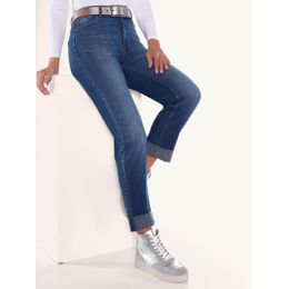 Heine Damen 5-Pocket-Jeans, Blau, Gr. 48, Mode, Material: Baumwolle