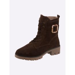Heine Schn&uuml;rstiefelette, Braun, Gr. 38, Damen, Stiefeletten, Material: Rindsleder
