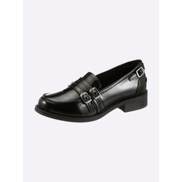 Heine Damen Slipper, Schwarz, Gr. 36, Mokassins & Slippers, Material: Synthetik
