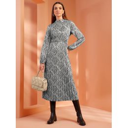 Heine Damen Druckkleid, Schwarz, Gr. 40, Maxikleider, Material: Polyester