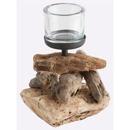 HEINE HOME Windlicht, Natur, Gr. H/B/T ca. 18,5/14/14 cm, Deko-Artikel, Material: Holz