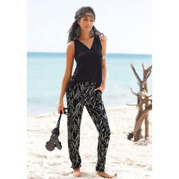 Buffalo Damen Strandhose, Schwarz, Gr. 40, Sommerhosen, Material: Viskose