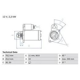 Bosch Starter 0 986 022 450 12V f&uuml;r VW KARMANN AUDI 059911024D 059911024GX 059911024DX